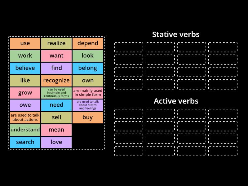 Stative vs Active Verbs ( - Group sort
