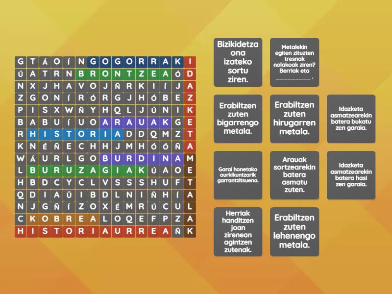 METAL AROA - Wordsearch