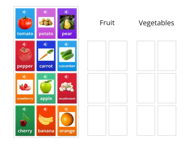 Fruit/Vegetables 2 клас - Group sort