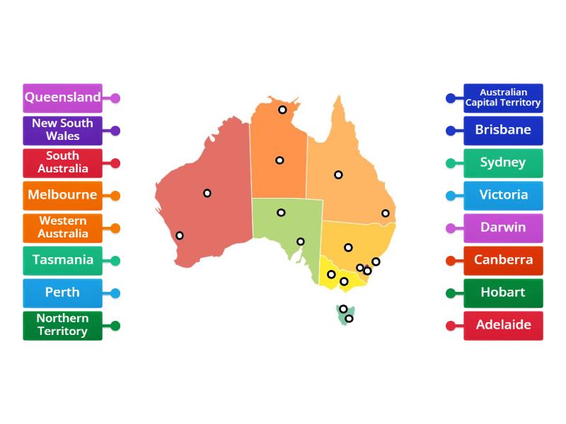 Australia - States, Territories and Capital Cities - Labelled diagram