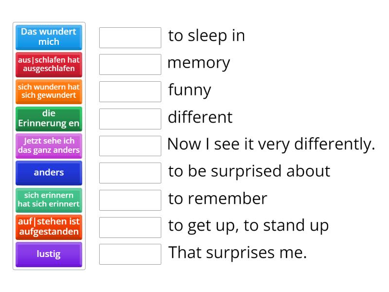 A2 Kapitel 2 Teil 4/Chapter 2 Part 4 (Master German at "Decode German") - Match up