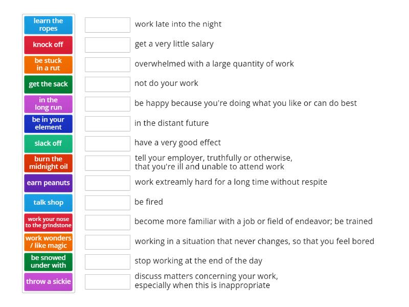 Work idioms - Match up