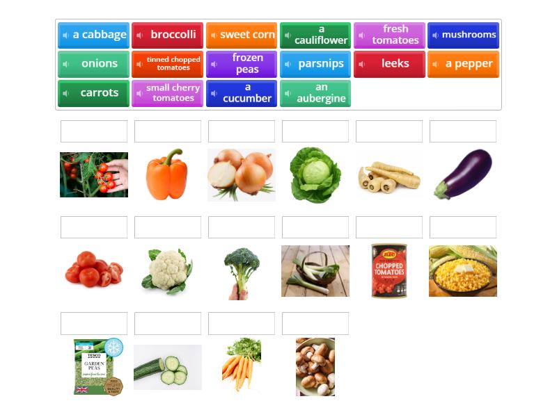 Eatwell Guide vegetables - Match up