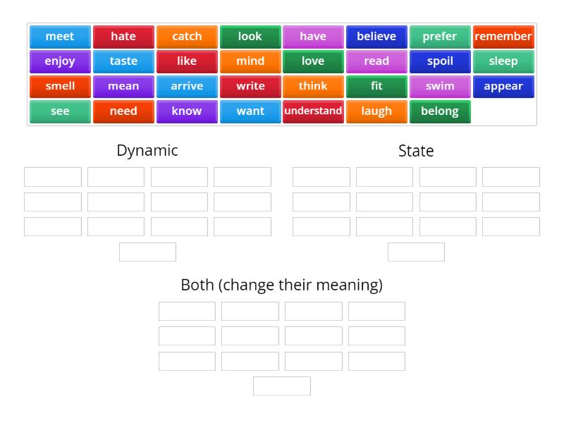 Dynamic & State verbs - Group sort