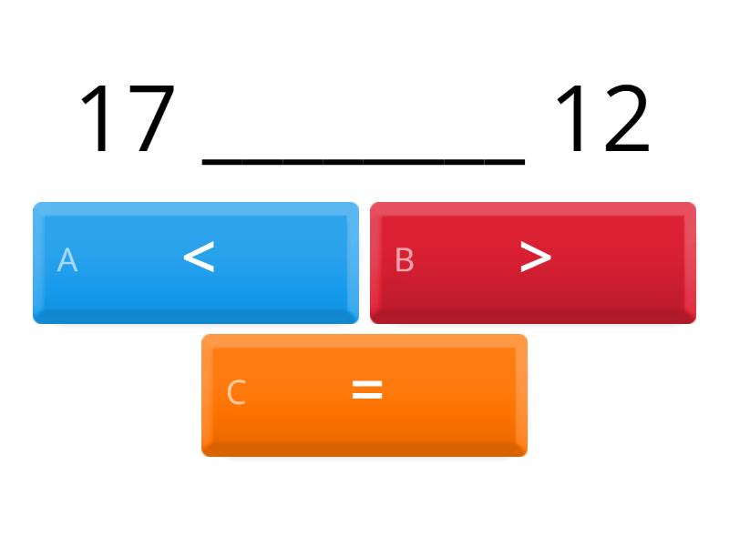 Compare the numbers by choosing the correct sign - Quiz