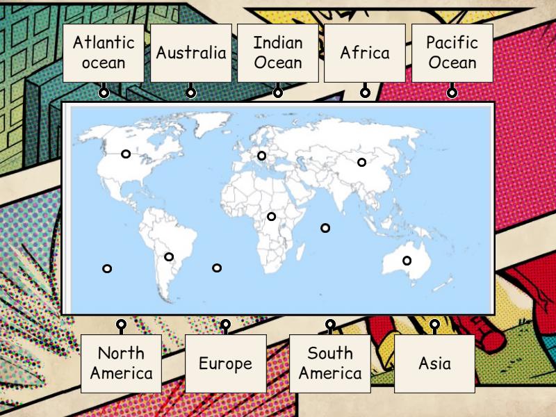 world map - Labelled diagram