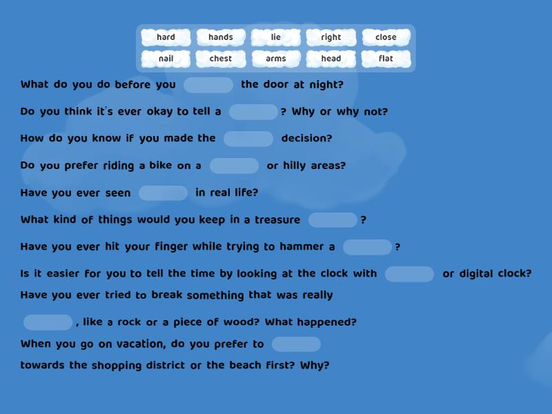Solutions Intermediate Unit 3F homonyms speaking - Complete the sentence