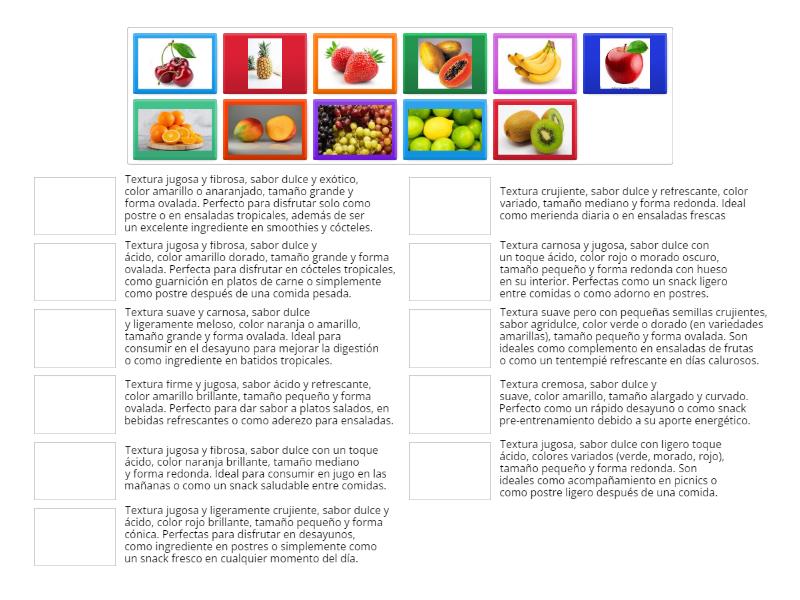 Las Frutas- Une la fruta con su descripcion - Associação