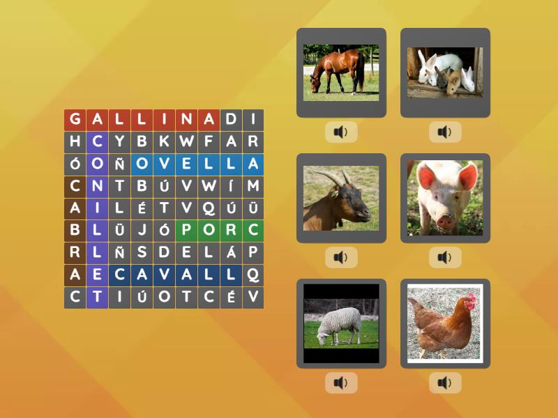 ANIMALS GRANJA - Sopa de letras