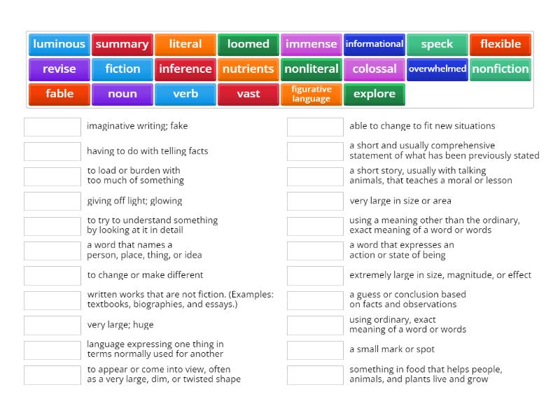 Module 1 (Mid-Module Assessment Vocabulary) - Match up
