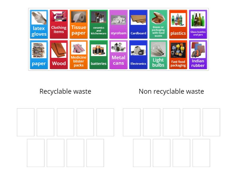 Recyclable vs. Non recyclable waste - Group sort