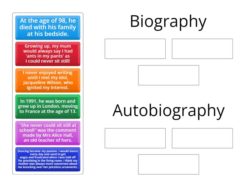 Biography or Autobiography? - Group sort