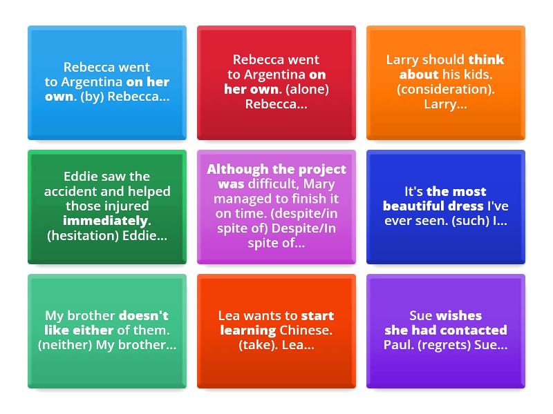 Paraphrasing. Exercise 2. - Flip tiles