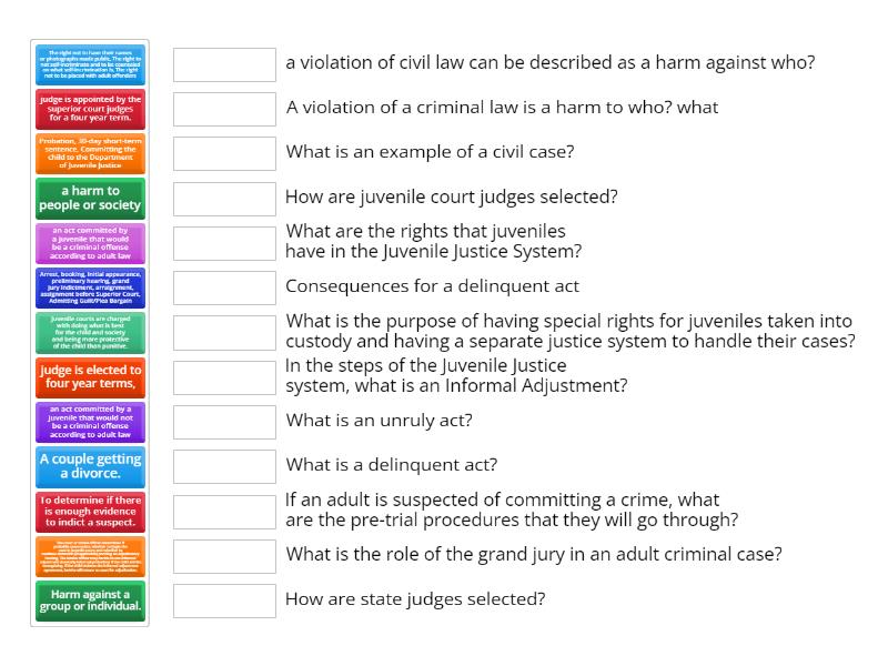 * Juvenile & Adult Justice 2/2 - Match up