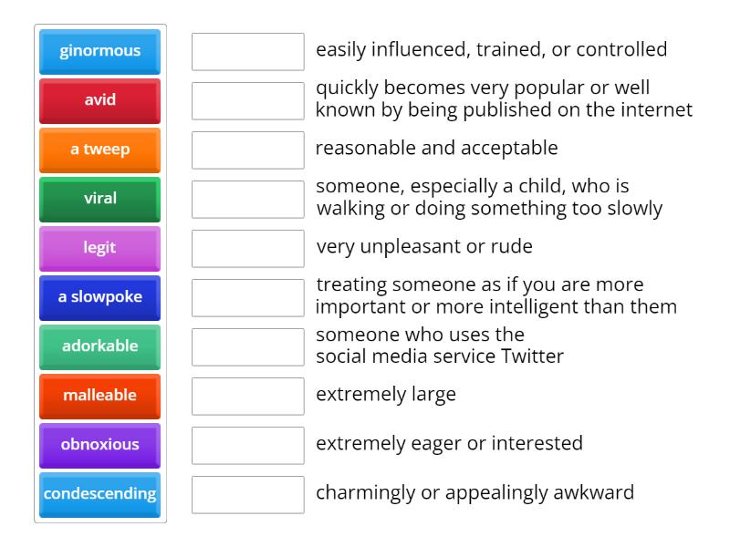 Meme vocabulary - Match up