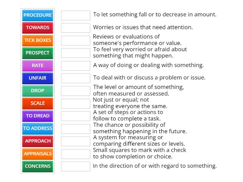 BR/UI - Unit 14: Performance VOCABULARY - Match up