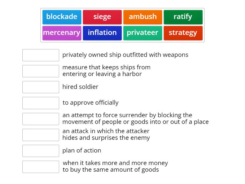 Ch. 6 American Revolution: Vocabulary - Match up
