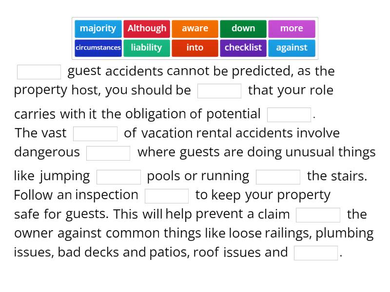 AirBnB problems: Guest Accidents During Stay - Missing word