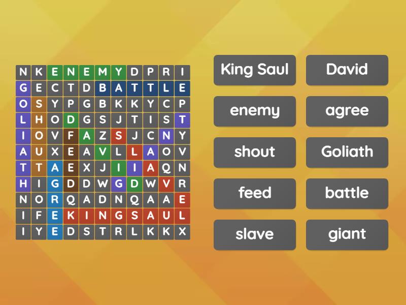 DAVID and GOLIATH - Wordsearch