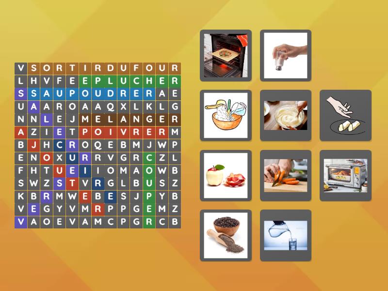 Les Verbes de cuisine - Sopa de letras