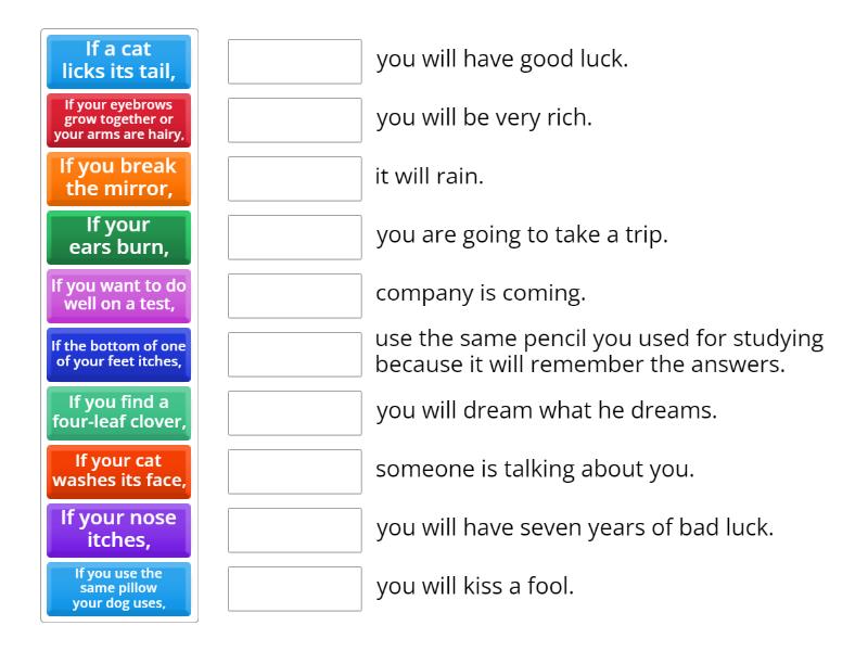 Superstitions - First Conditional - Match up