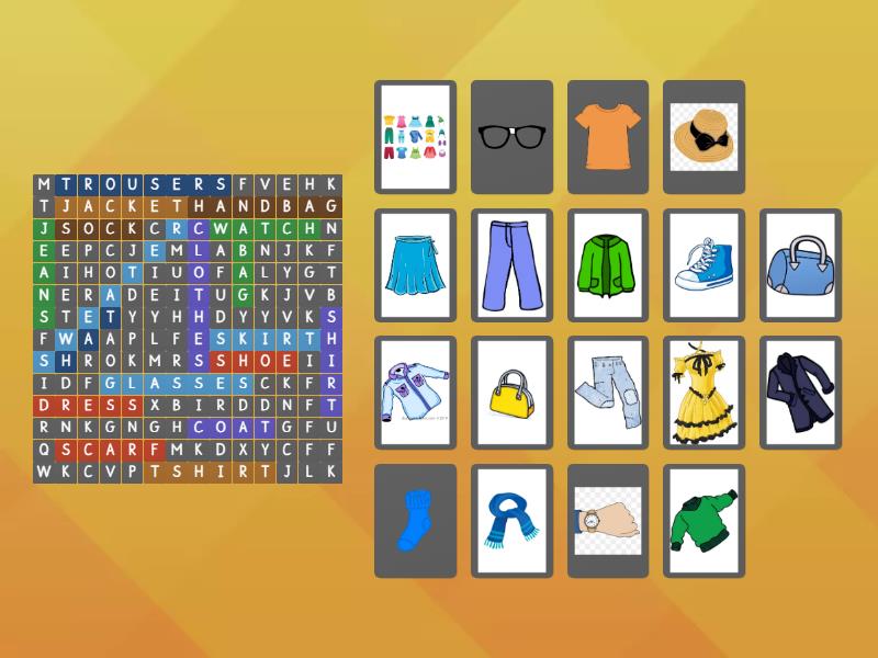 CLOTHES - Sopa de letras