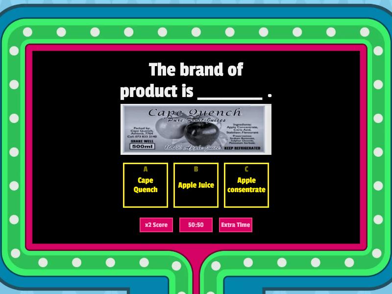 Identify the Label Quiz - Gameshow quiz