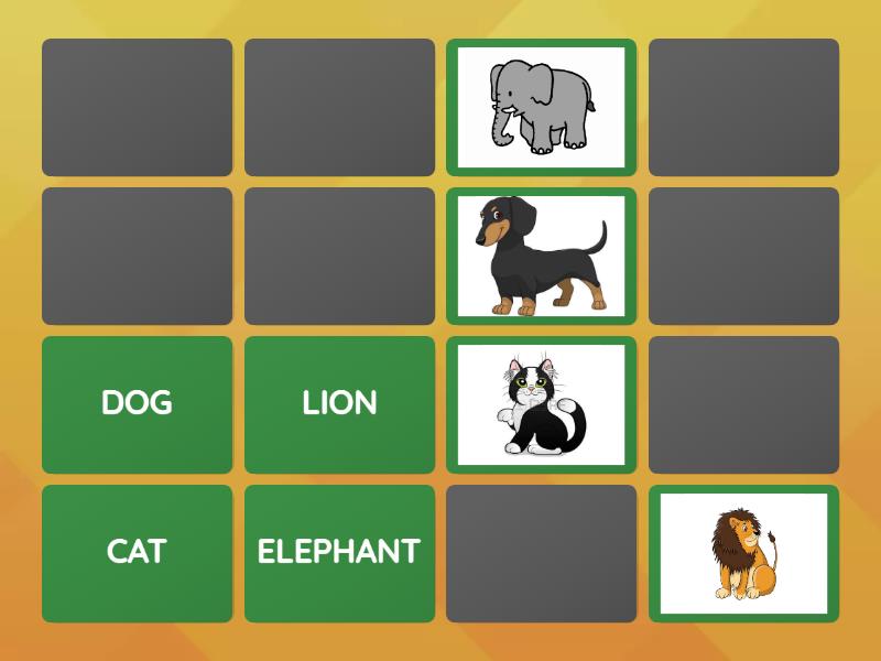 Choose the correct pair of ANIMALS - Matching pairs