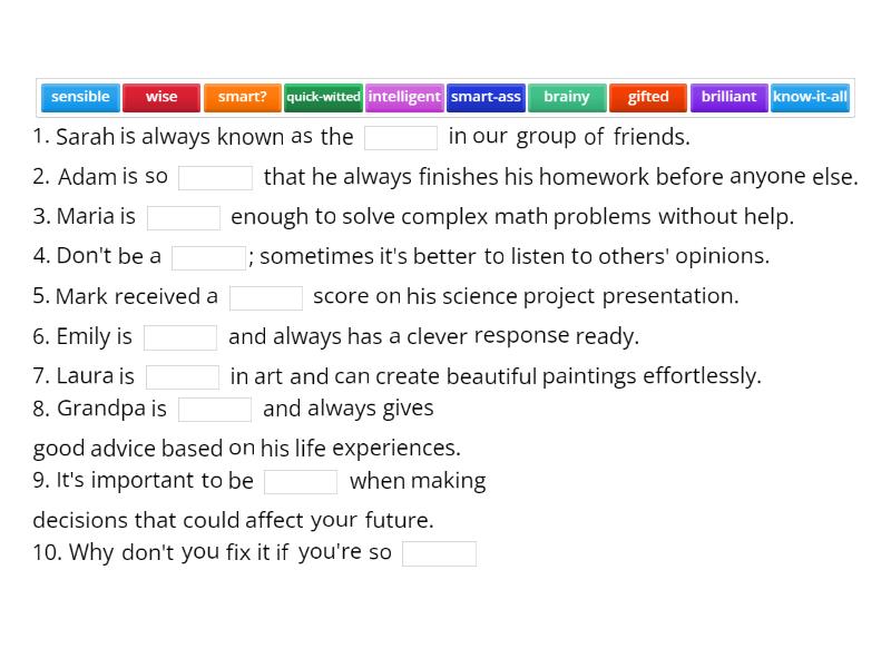 Clever 2 - Complete the sentence