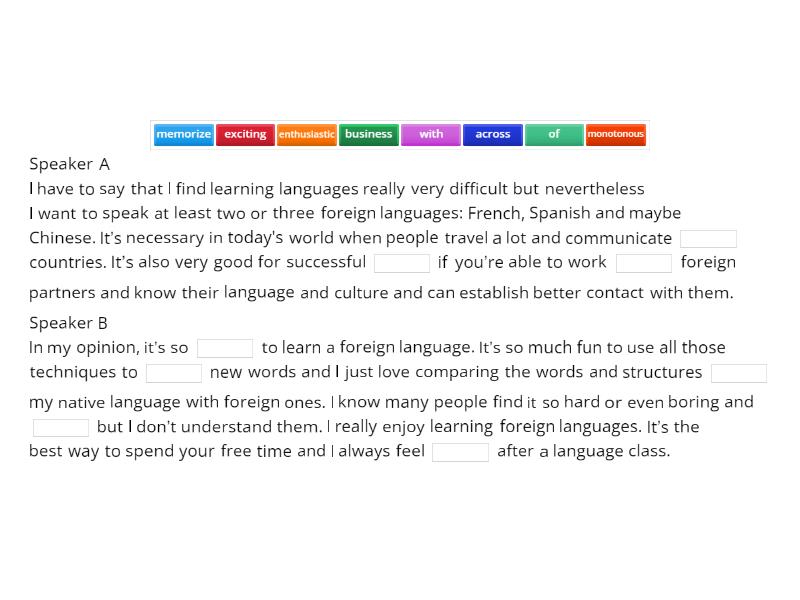 OGE_Learning_foreign_languages - Complete the sentence