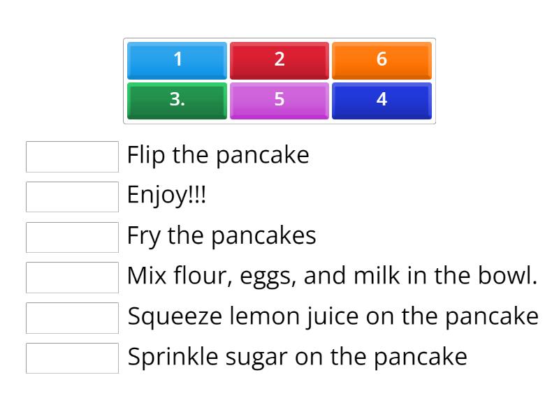 Pancake recipe rearrangement - Match up