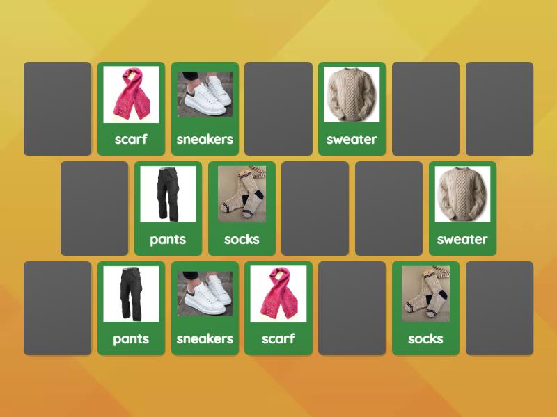 Grade 6 Unit 1 clothing - Matching pairs