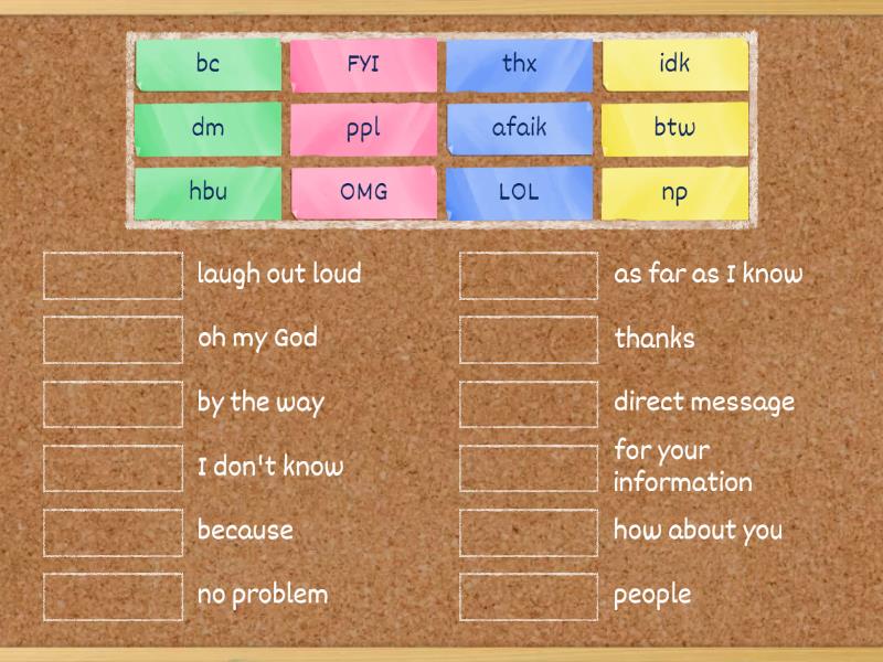Text Abbreviations - Match up