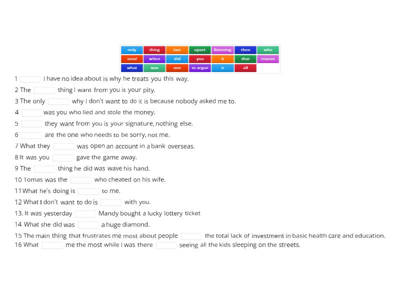 Cleft Sentences gap filling - Missing word
