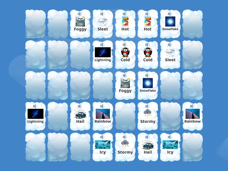 Weather and temperature pairs game - Matching pairs
