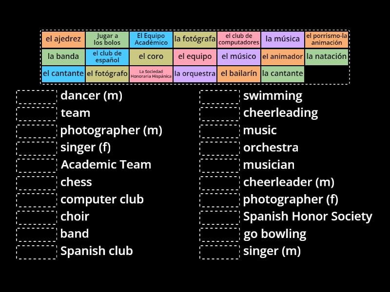 Las Actividades Extracurriculares - Match up