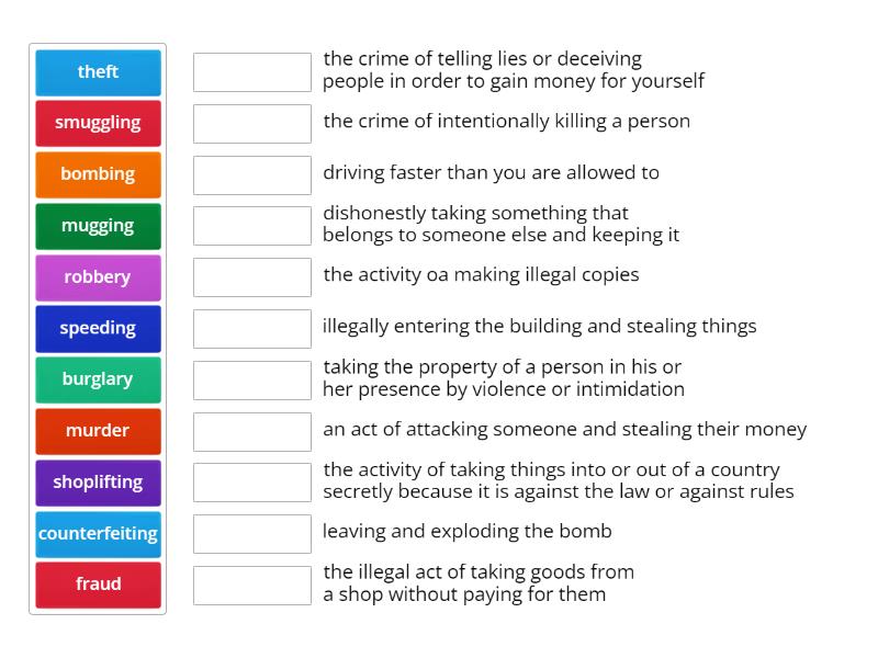 TYPES OF CRIMES OUTCOMES B2 UNIT 8 - Une las parejas