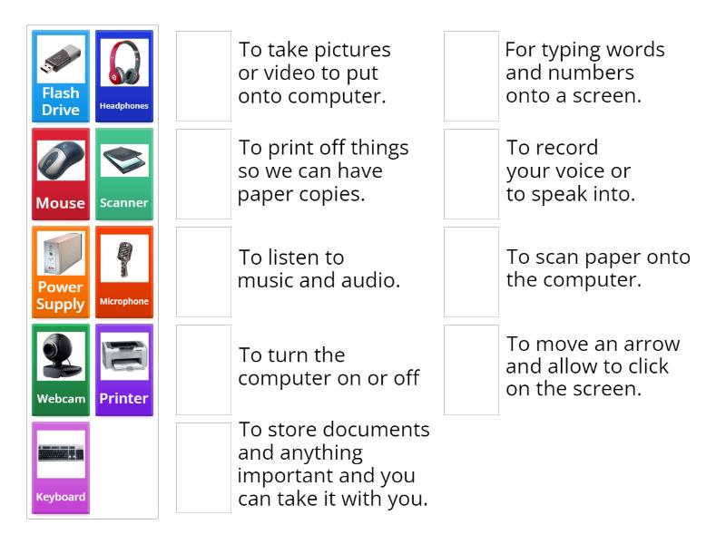 Computer parts and Functions - Match up