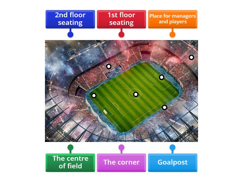 The football stadium and pool - Labelled diagram