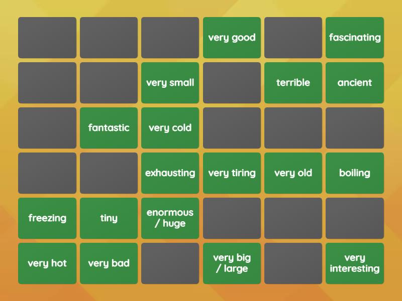 Unit 4 - Gradable adjectives 1/2 - Matching pairs