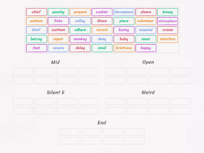 Long E Spellings - Group sort