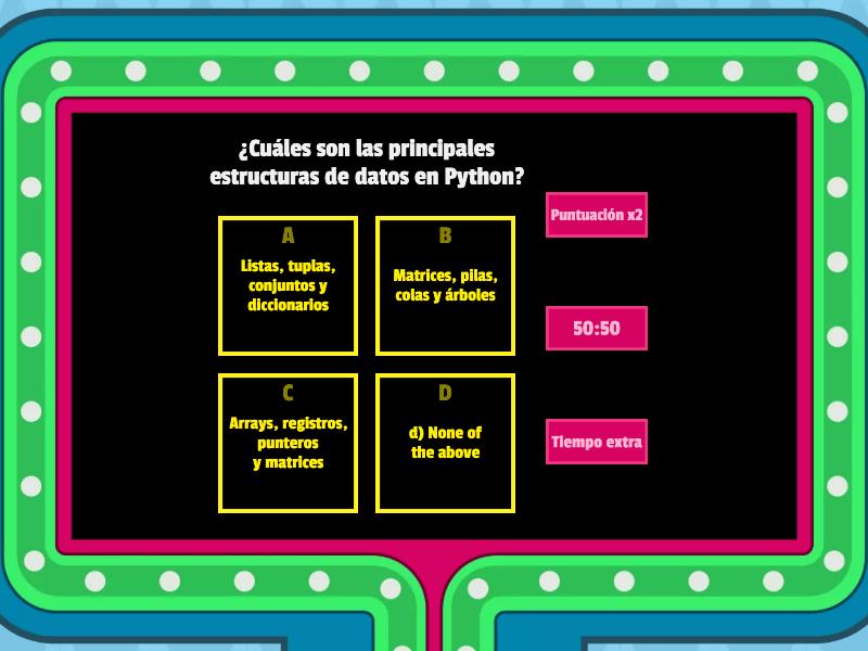 Repaso Estructuras de Datos en Python-2 - Gameshow quiz