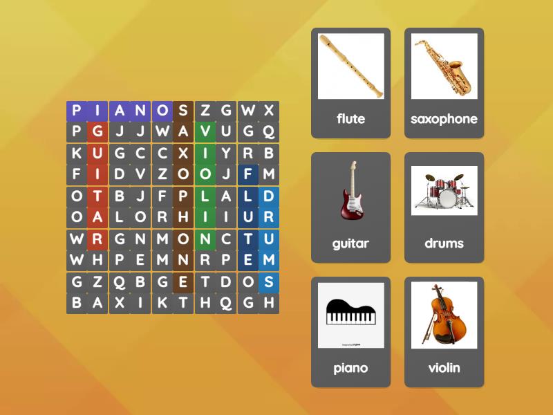 Musical Instruments - Wordsearch