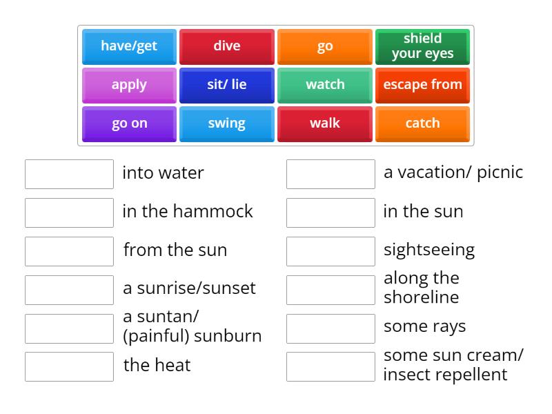 Summer word-combinations - Match up
