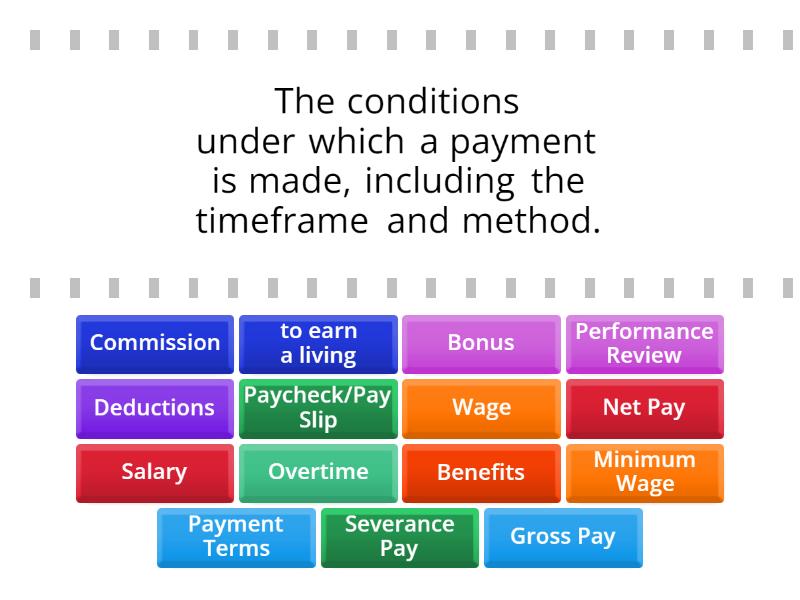payment vocab. - Find the match
