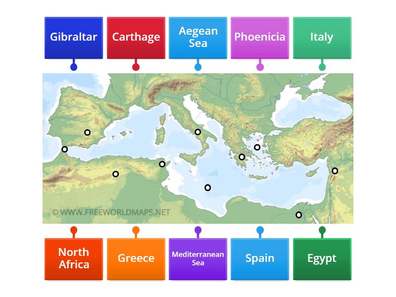 Phoenician Civilization Map - Labelled diagram