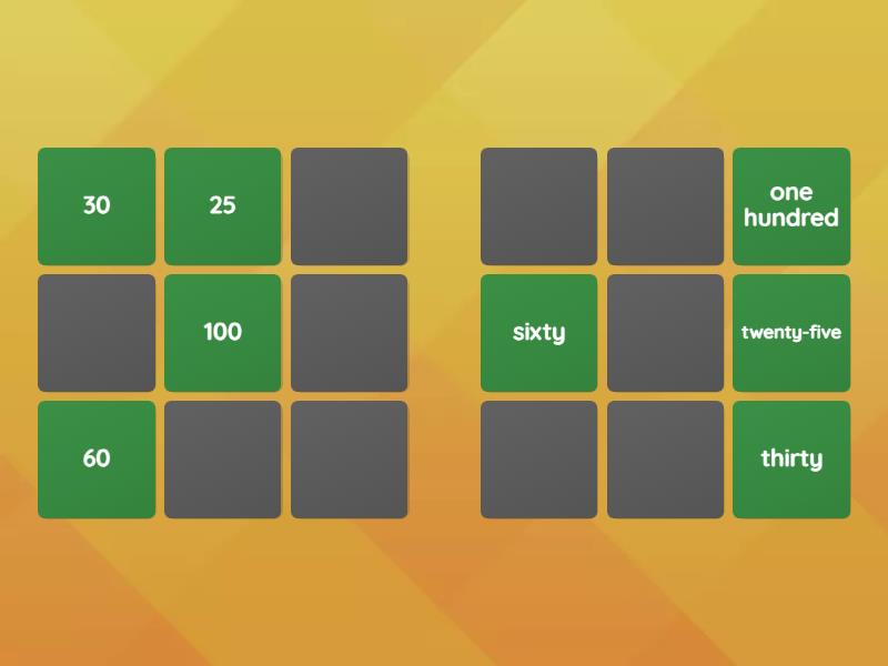 Numbers counting by five - Matching pairs