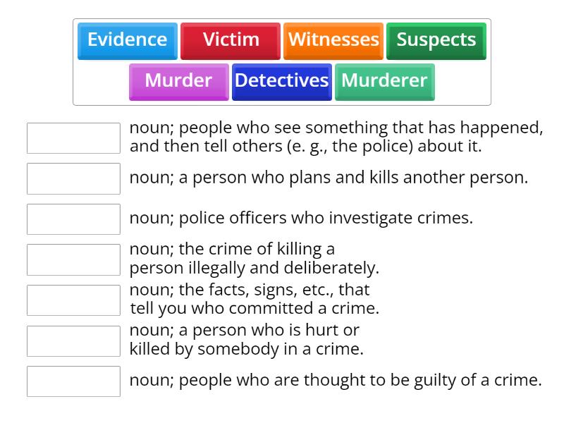 Two crime stories - Match up