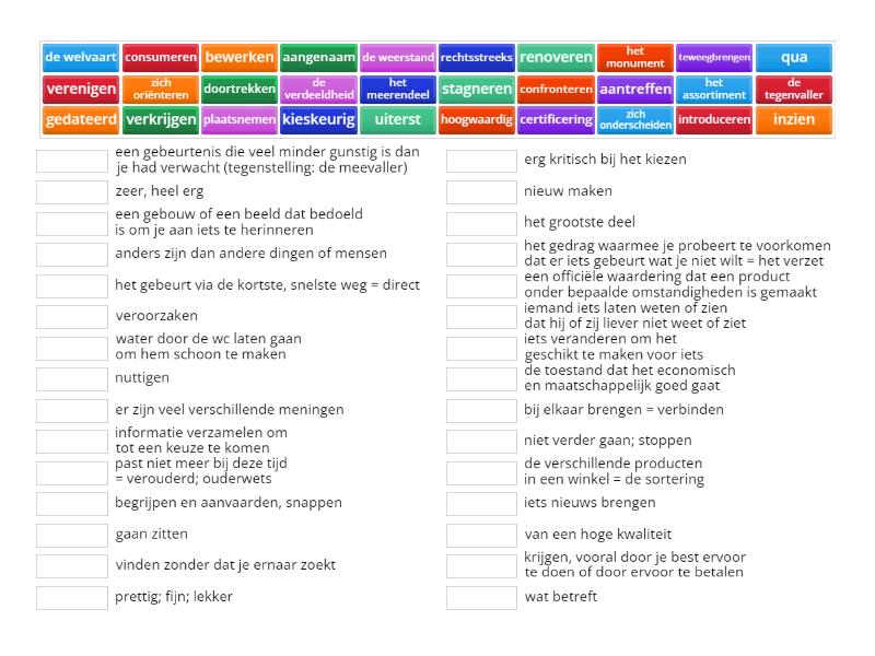 thema 2 LINK + B1 /B2 woorden - Match up