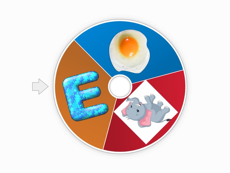 Letter E educational game - Spin the wheel